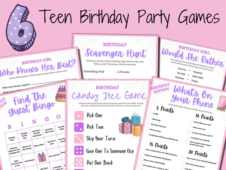 Birthday Party Games Bundle/girls Birthday Printable - Etsy