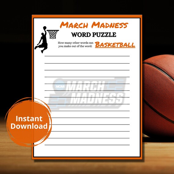 March Madness Word Puzzle/printable March Madness Party - Etsy
