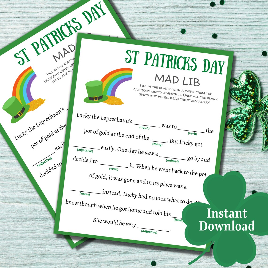 Printable St Patricks Day Mad Lib Game/fun St Patricks Day Games ...
