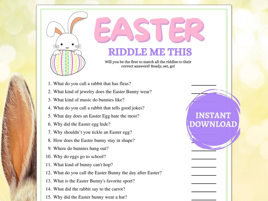 Easter Riddle Me This Trivia Game Printable/easter Party Printable ...