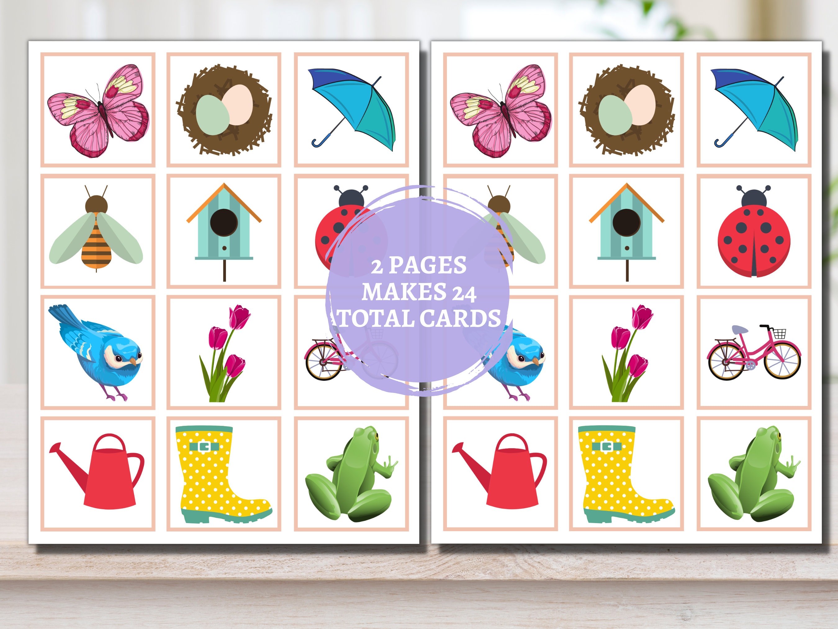 Spring Matching Card Game/spring Memory Card Game/printable Memory ...