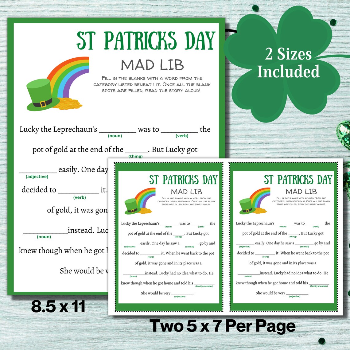 Printable St Patricks Day Mad Lib Game/fun St Patricks Day Games ...
