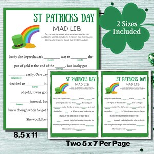 Printable St Patricks Day Mad Lib Game/fun St Patricks Day Games ...