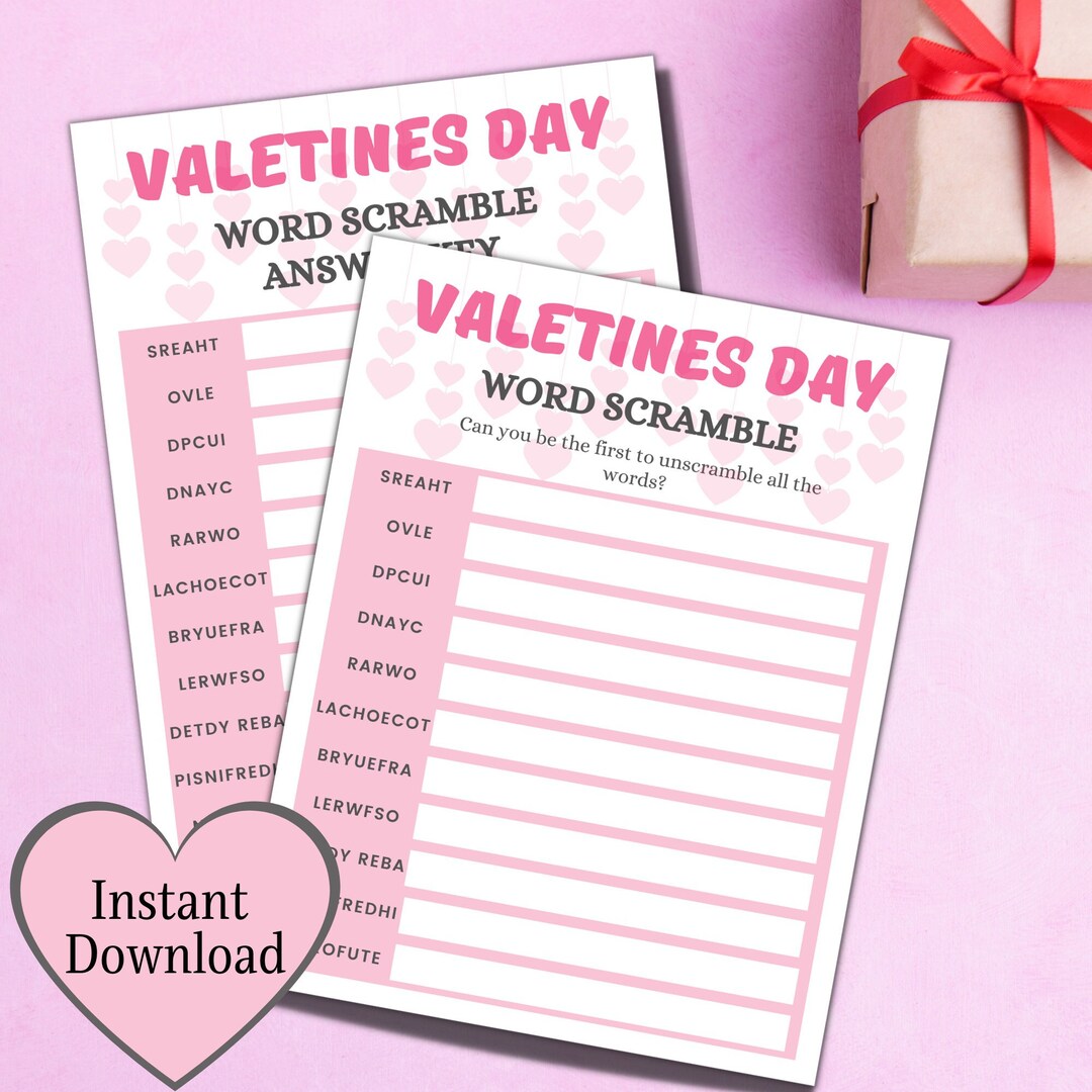 Valentines Day Word Scramble / Valentine Word Jumble/ Valentine ...