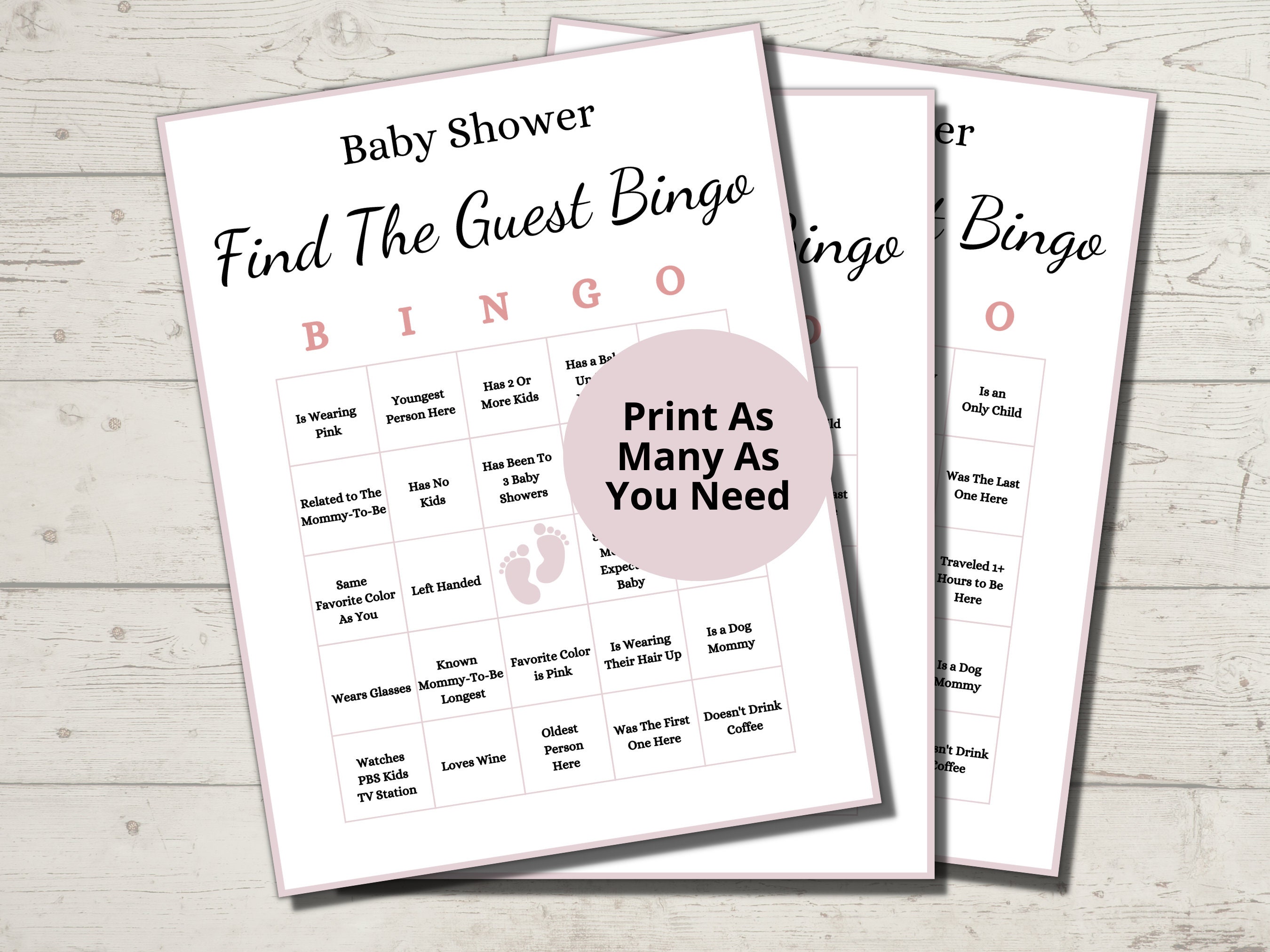 Find the Guest Bingo/baby Shower Bingo/baby Girl Shower Games/printable ...