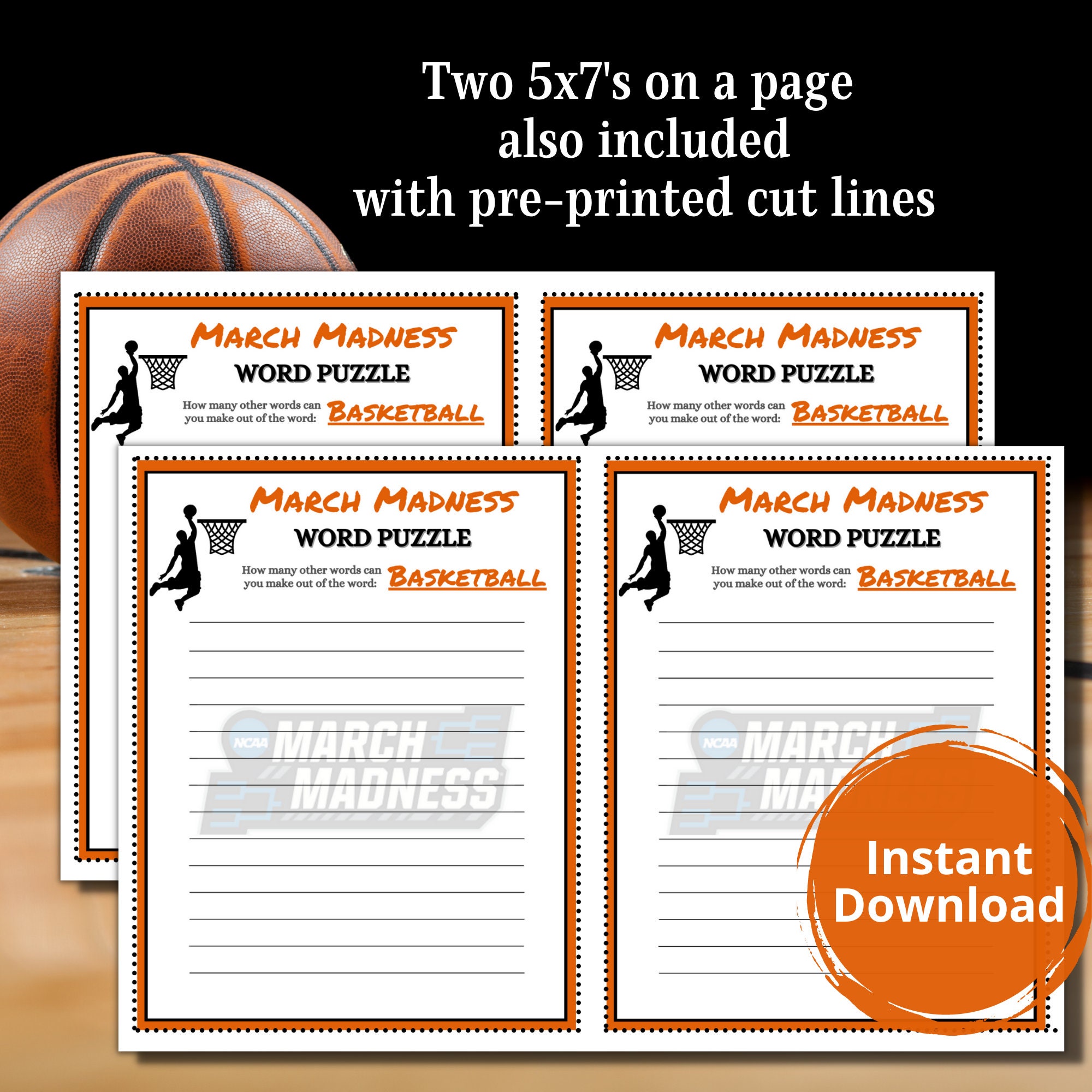 March Madness Word Puzzle/printable March Madness Party Games ...