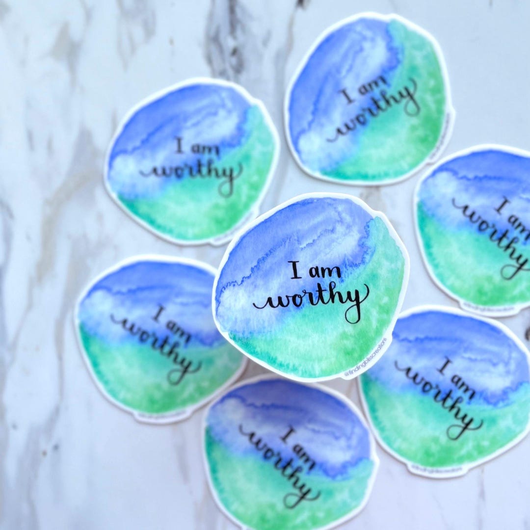 I Am Worthy Sticker, Watercolor Sticker, Waterproof Affirmation Sticker ...