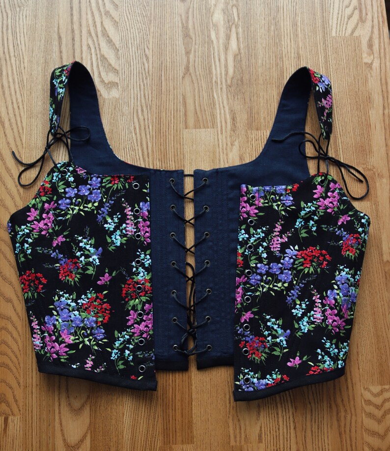 Linen Dark Flora Renaissance Stays Knightcore Corset Hobbitcore Bodice ...