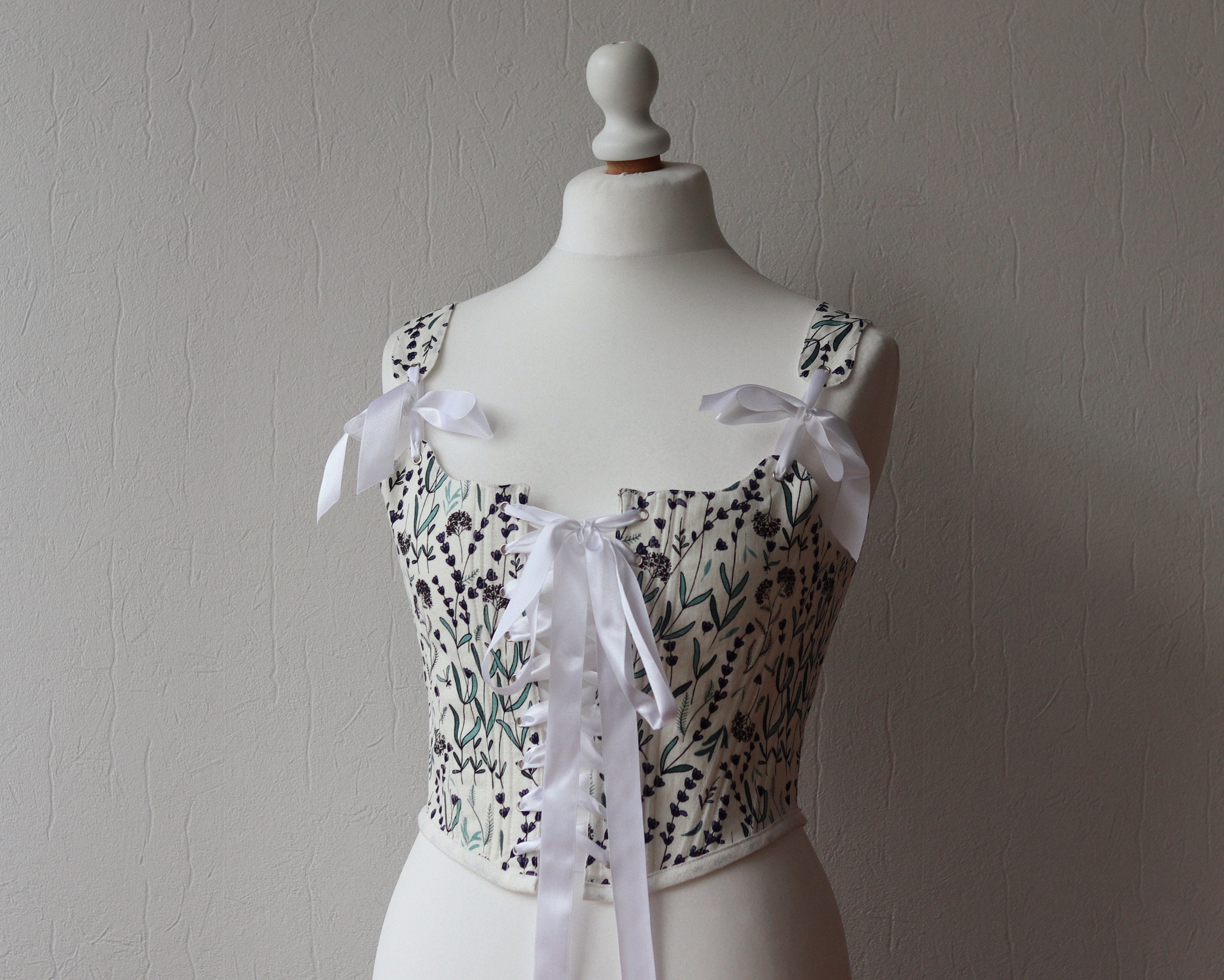 Linen Flora Cottagecore Stays Renaissance LARP Hobbitcore Bodice Corset ...