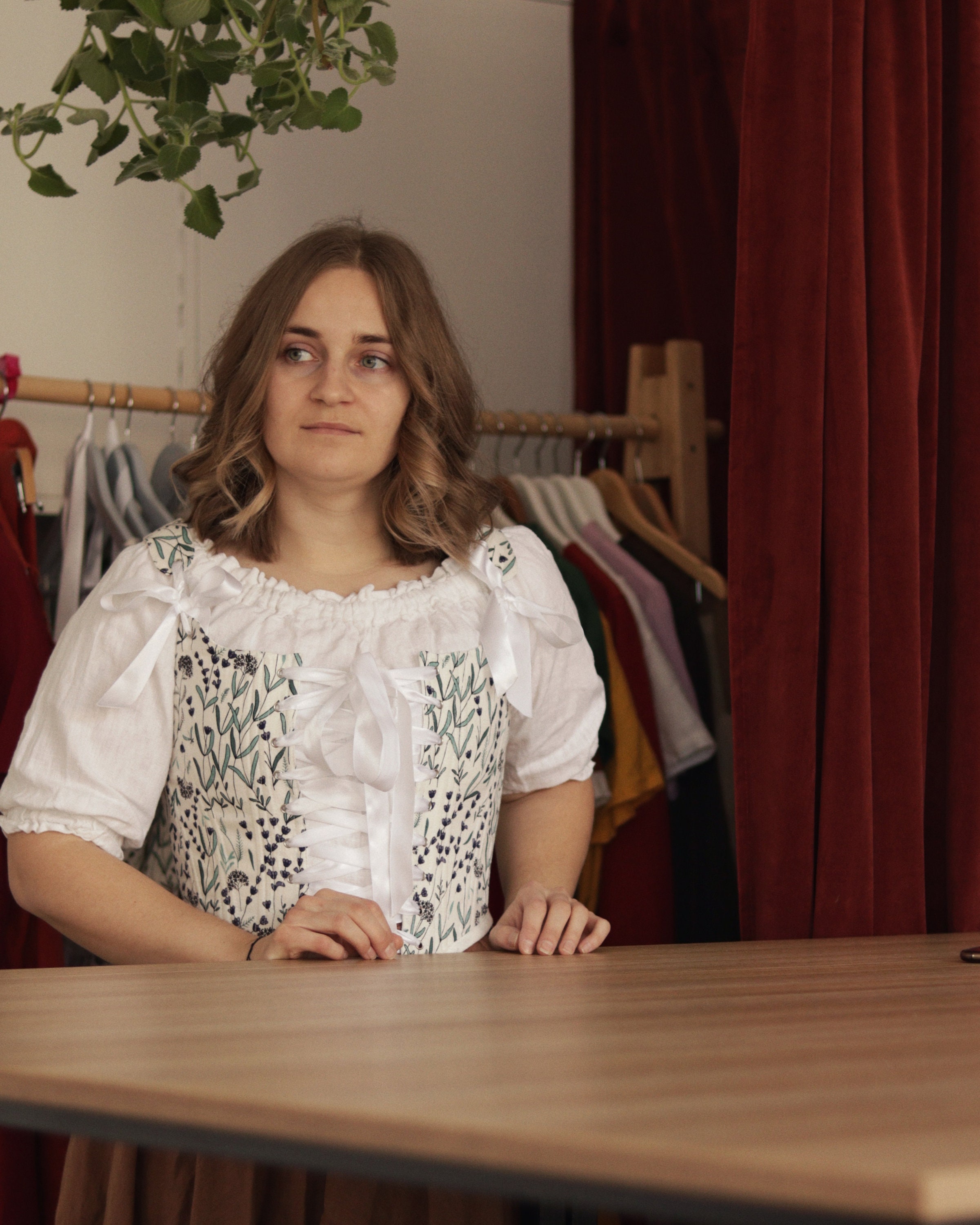 Linen Flora Cottagecore Stays Renaissance LARP Hobbitcore Bodice Corset ...