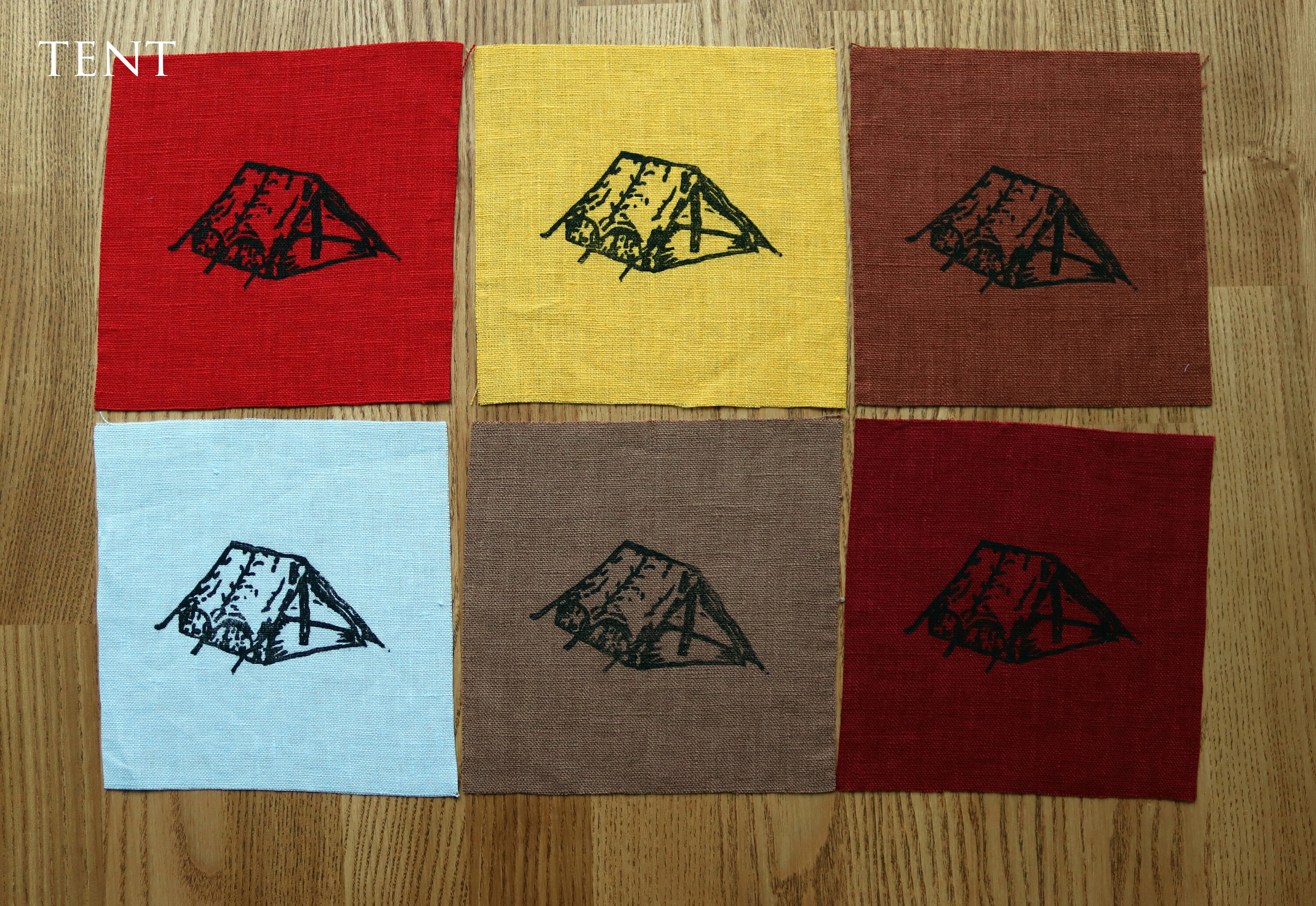 Linen Hand Printed Tent Mountain Camping Patch Block Print Decoration ...