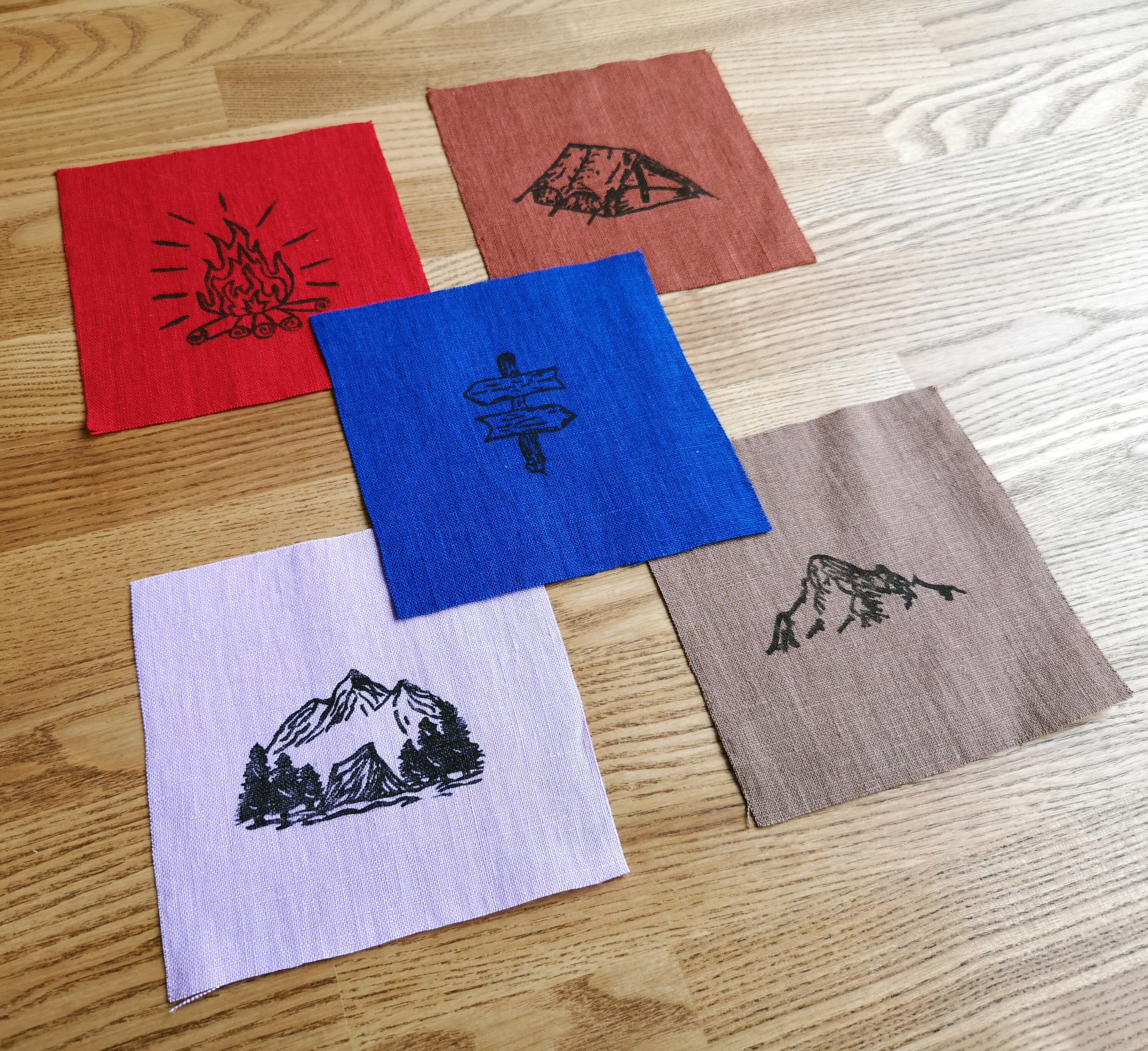 Linen Hand Printed Tent Mountain Camping Patch Block Print Decoration ...