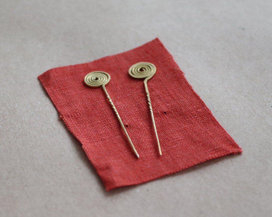 Set of 2 Medieval Brass Veil Pins LARP Middle Ages Historical Spiral ...