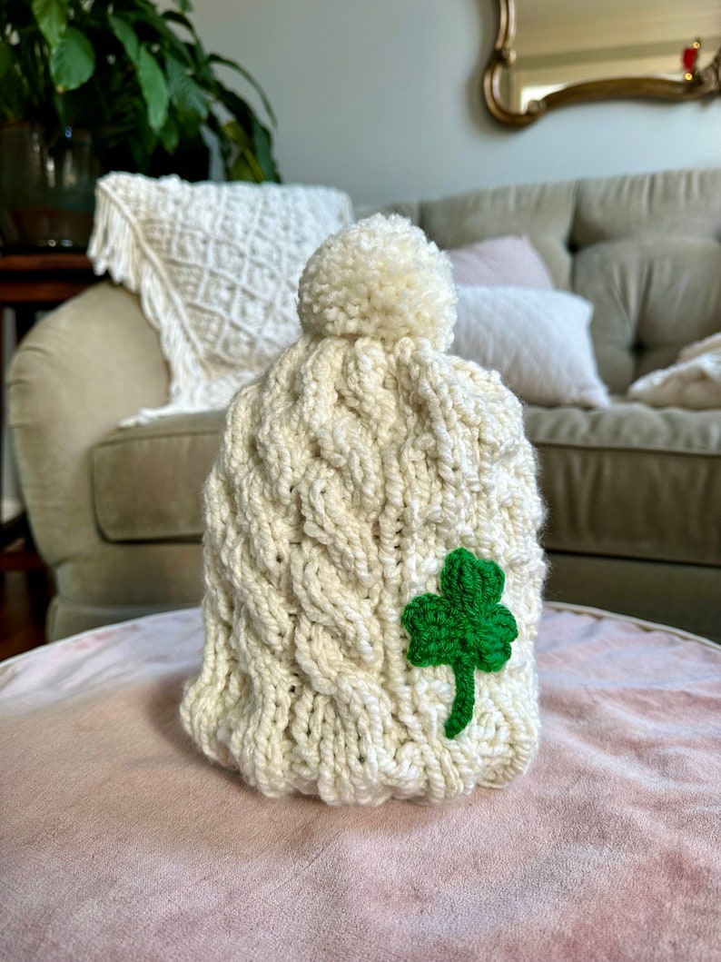 Hand-knit Irish Shamrock Hat Made by Young Entrepreneur Soft Cozy ...