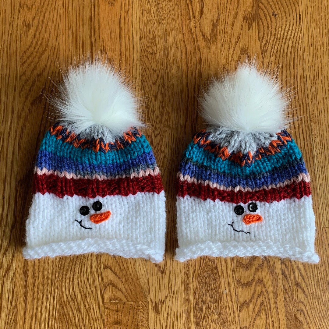 Custom Hand-knit Snowman Hat Made by Young Entrepreneur Soft Cozy Cute ...