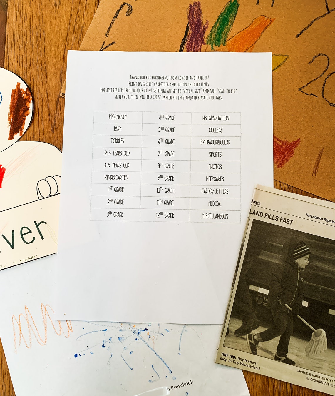 Printable Keepsake Box File Tab Inserts DIY Keepsake Box - Etsy