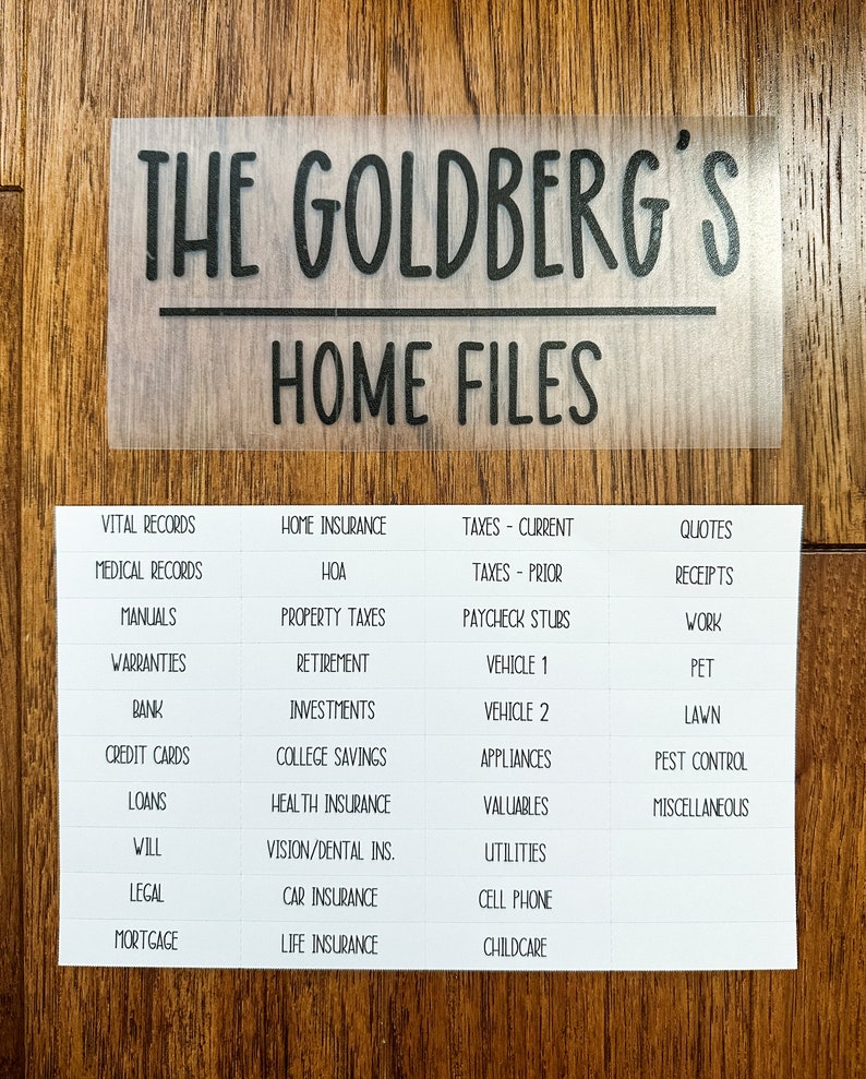 DIY Kit: Home Paperwork Organizing Name Decal and Folder Tabs - Etsy