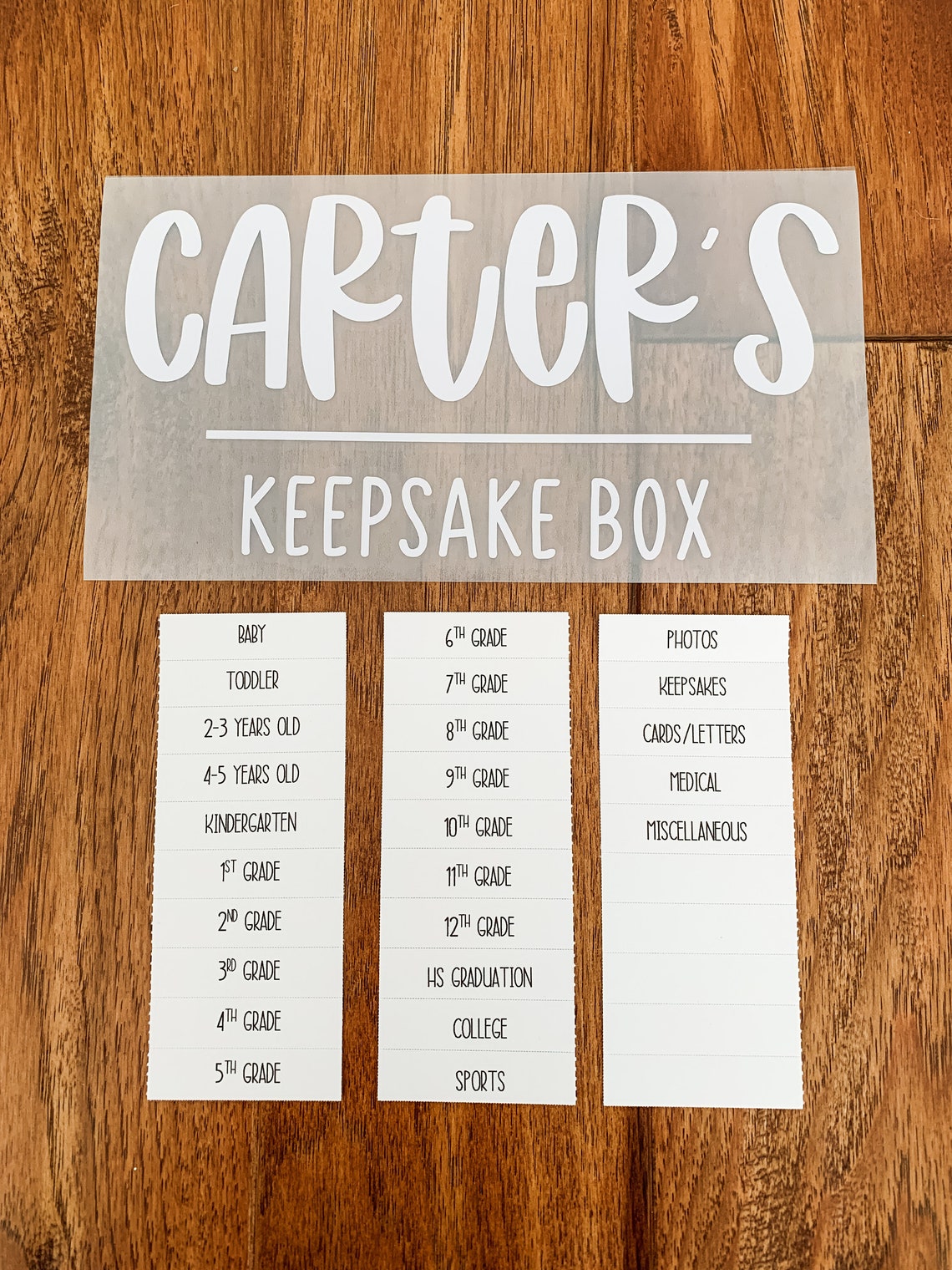 DIY KIT: Keepsake Box Name Decal and Folder Tabs Milestone - Etsy