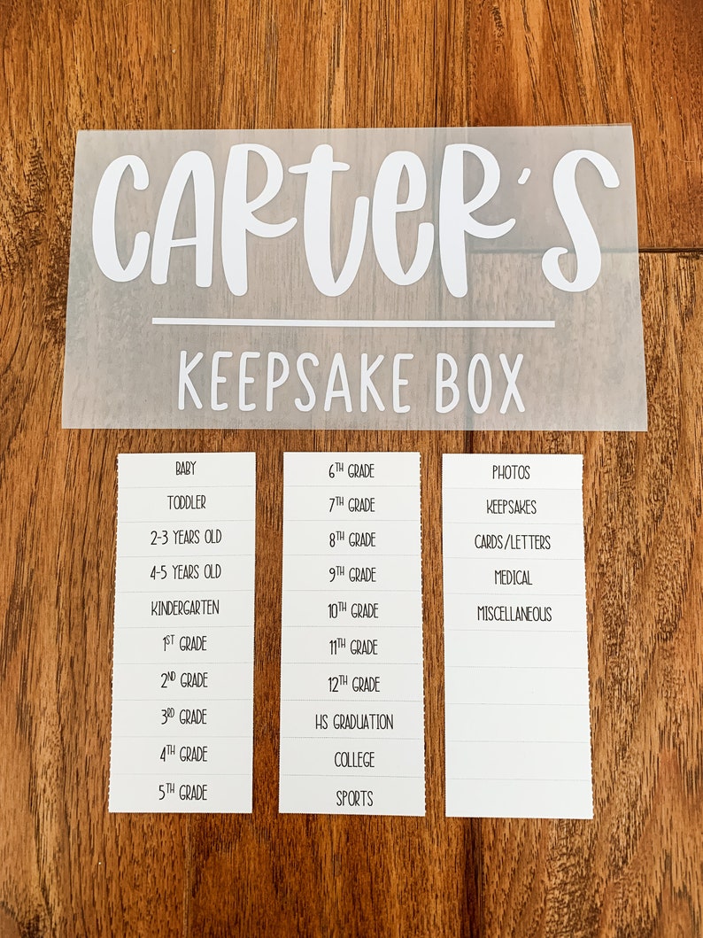 DIY KIT: Keepsake Box Name Decal and Folder Tabs Milestone - Etsy