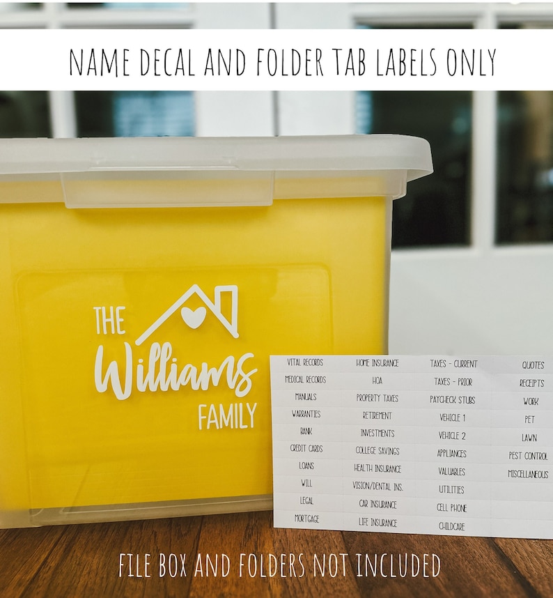 DIY Kit: Home Paperwork Organizing Name Decal and Folder Tabs - Etsy