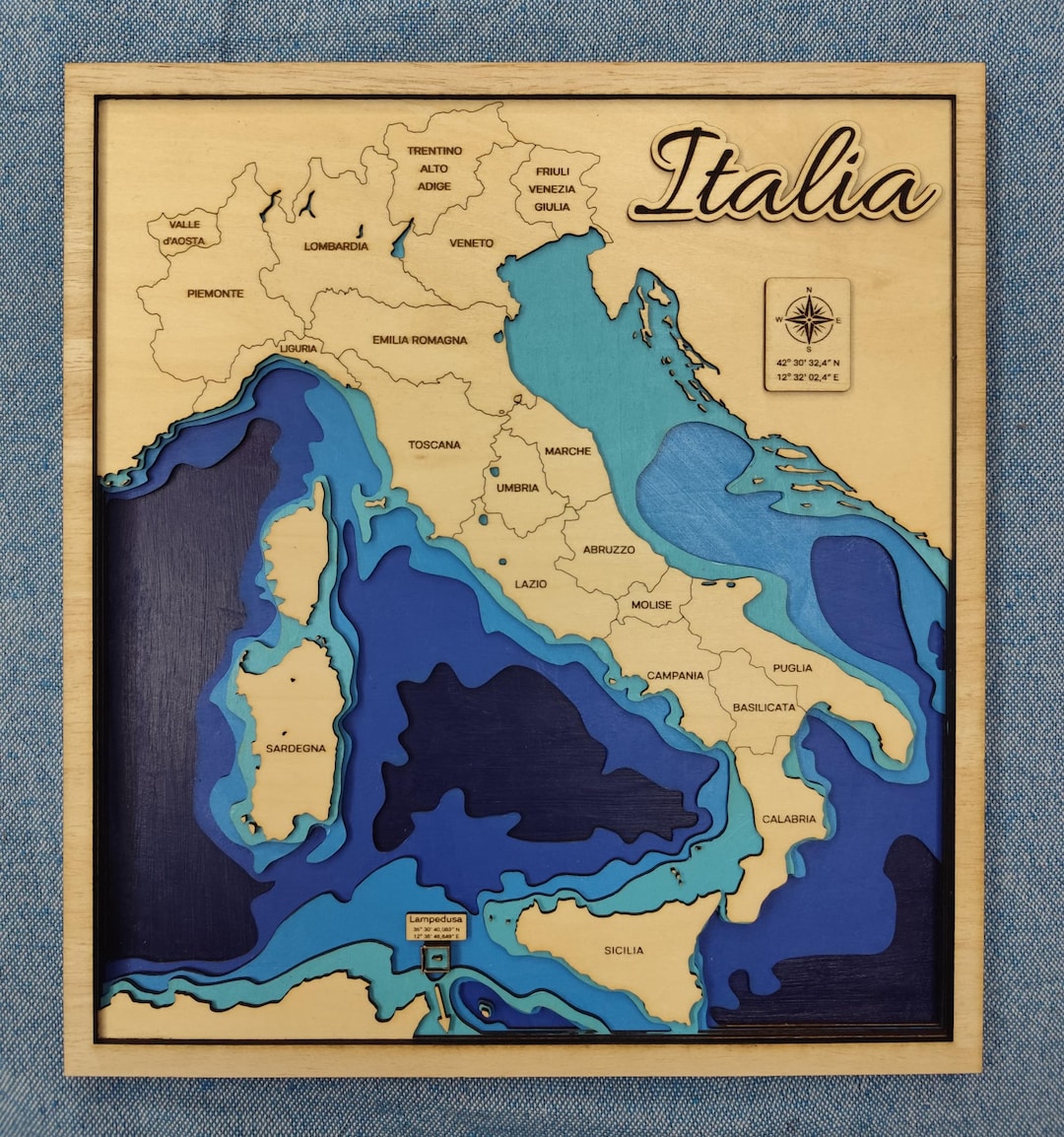 Laser Cut Template, Six-layer 3D Decorative Map of Italy. SVG DXF ...