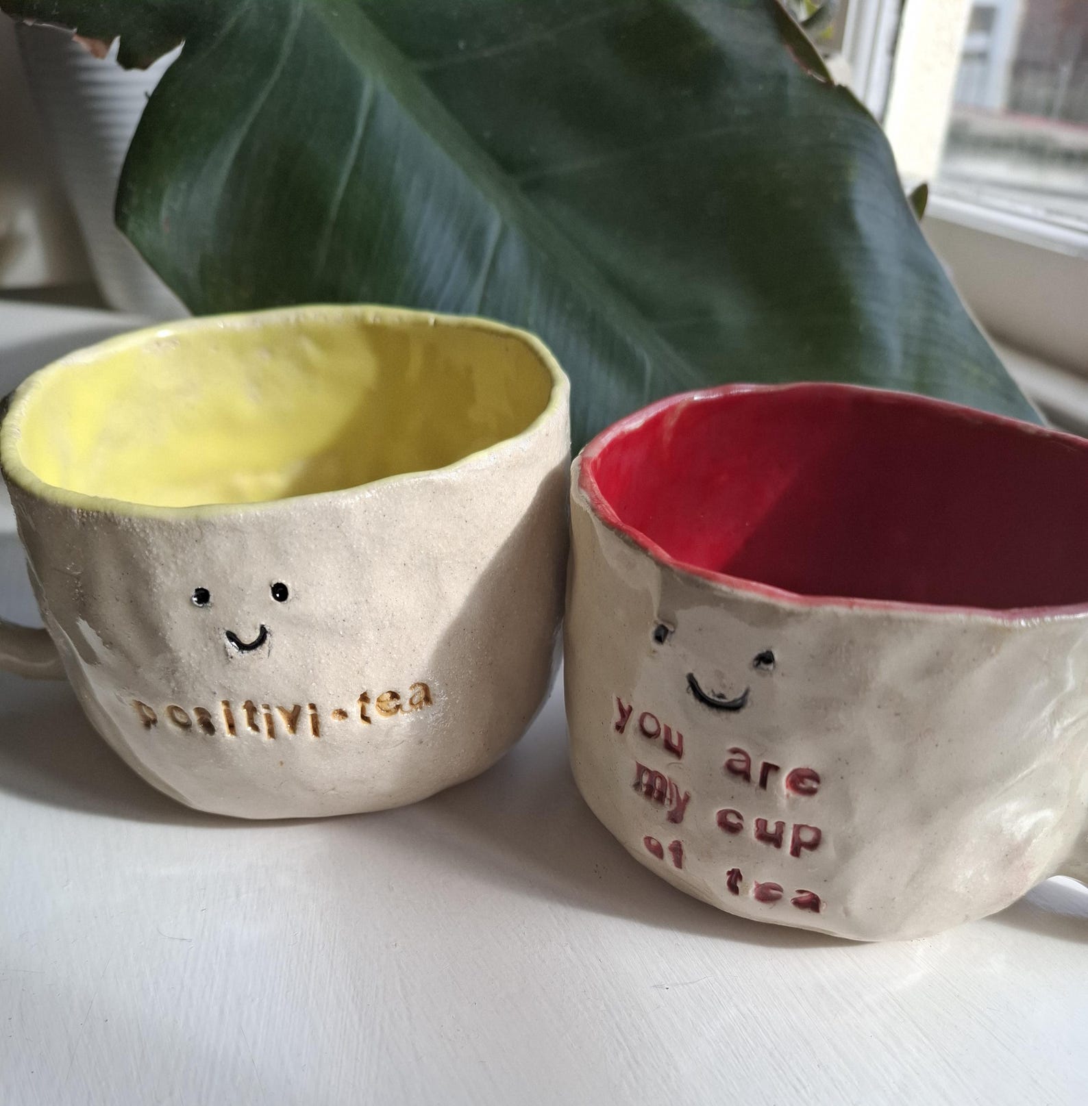 Handmade Ceramic Tea Cup With Tea Puns - Bes-tea, Positivi-tea - Etsy UK