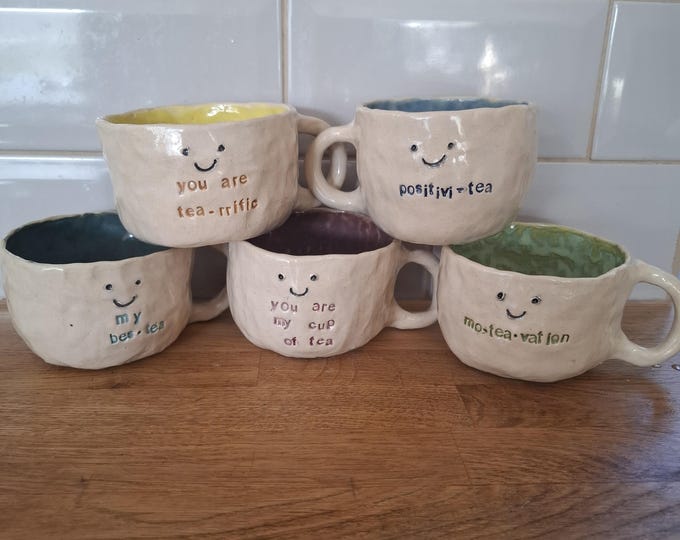 Handmade Joyful Ceramic Tea Cup With Tea Puns. Gift for Tea Lover ...