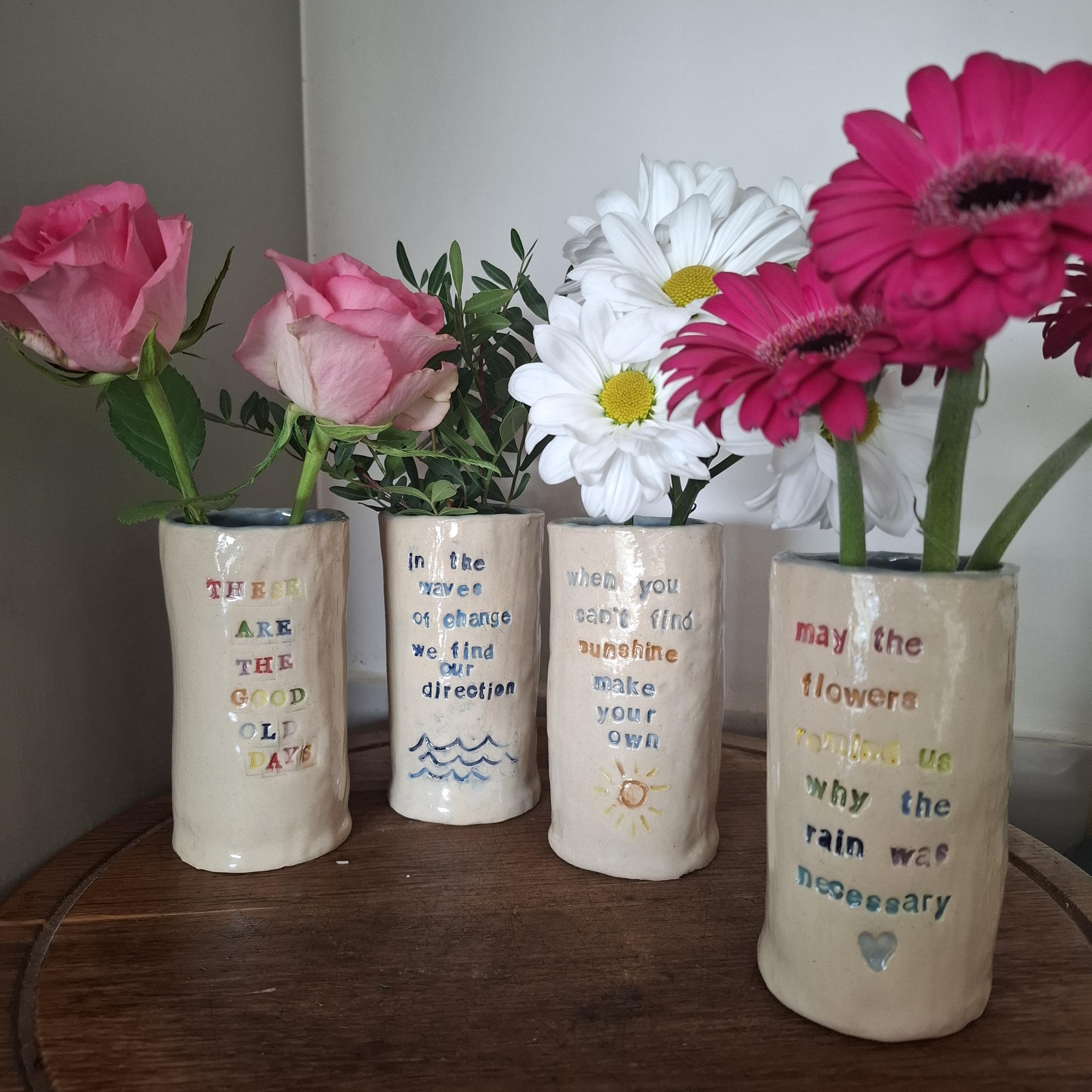 Handmade Ceramic Vase Pen Pot, Wellbeing Quote Gift - Etsy UK