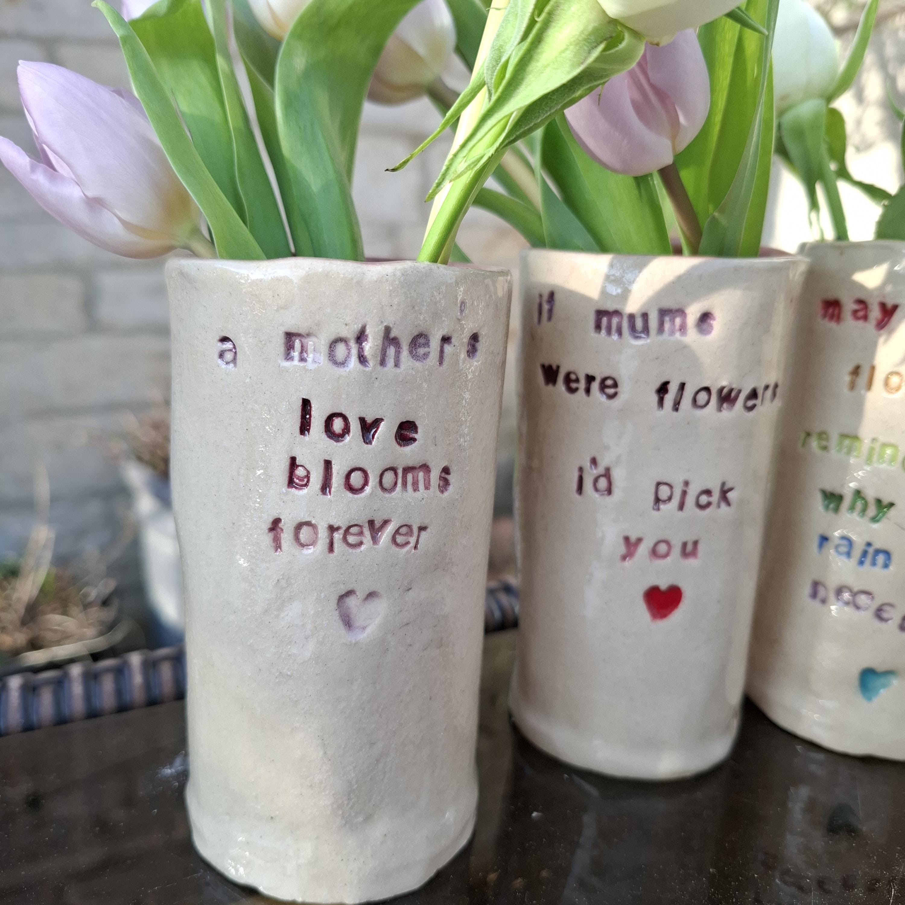 Handmade Ceramic Vase Pen Pot, Wellbeing Quote Gift - Etsy UK