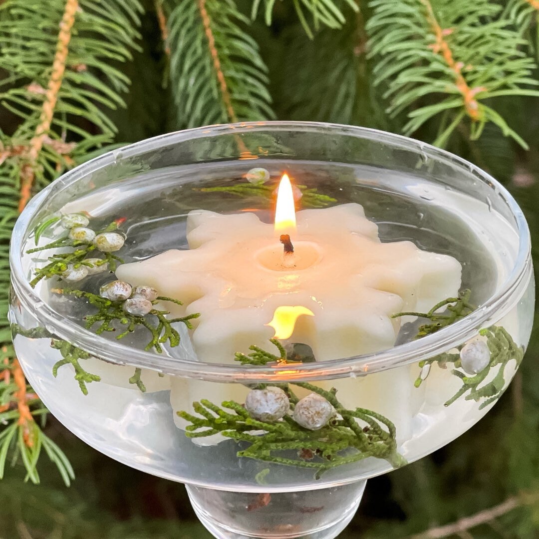 Snowflake Floating Candle White Beeswax - Etsy