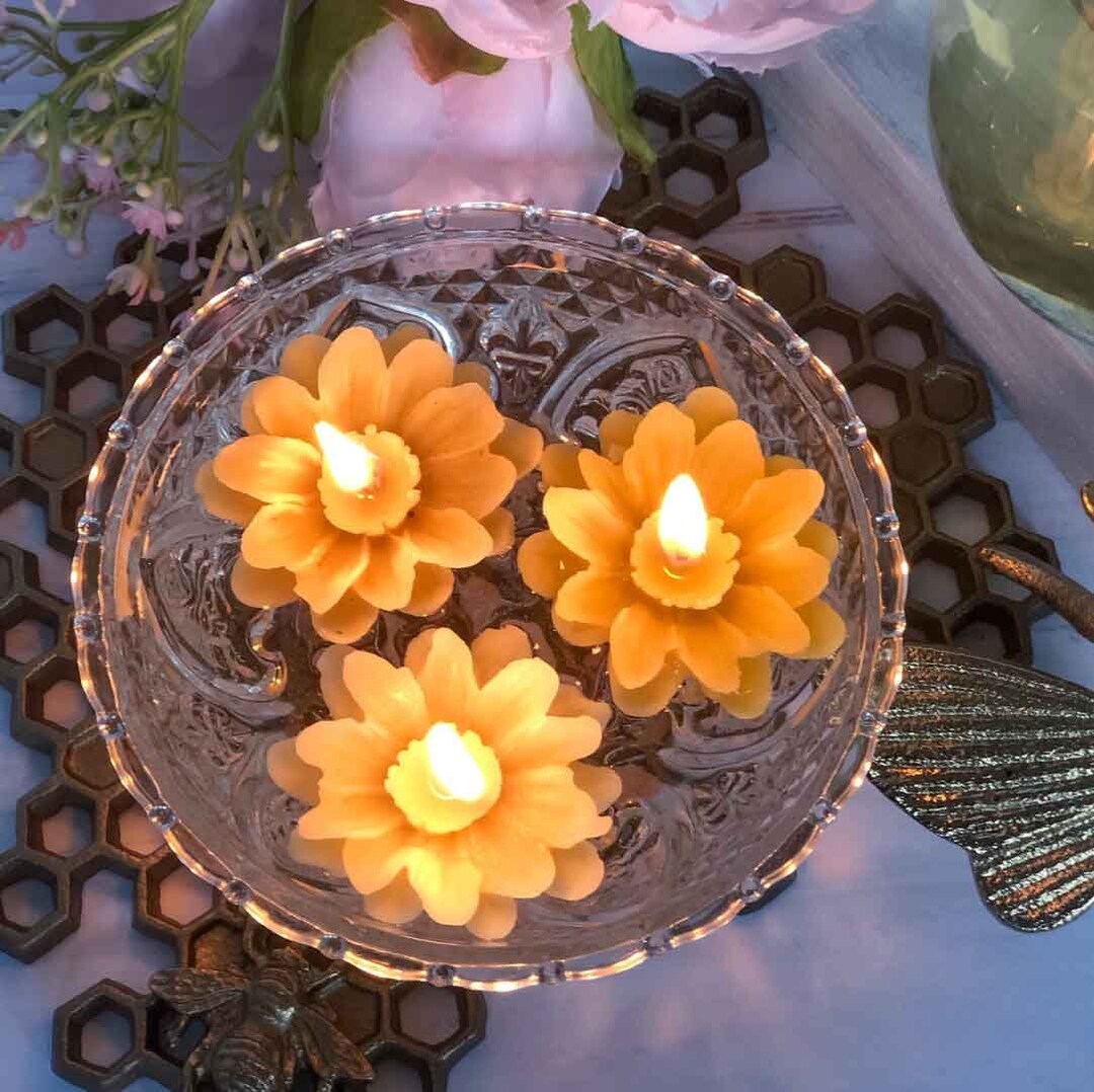 Floating Flower Candle Daisy Candle Party Daisy Candles Beeswax Flower ...