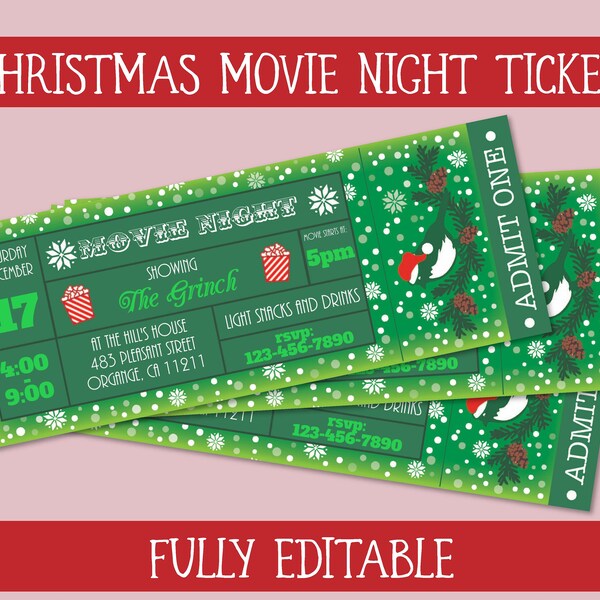 Grinch Movie Ticket - Etsy