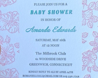 Letterpress Baby Shower Invitations - Etsy