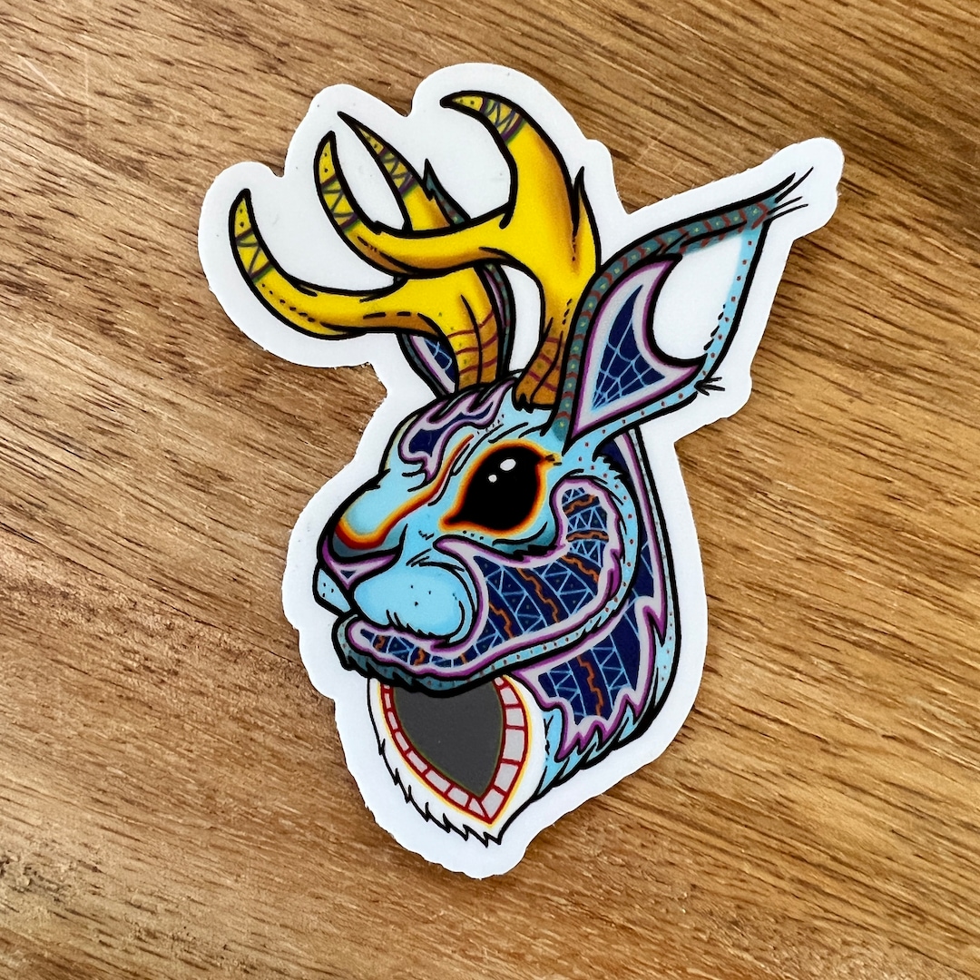 Jackalope Sticker, Huichol Jackalope, Cryptid Sticker, Rabbit Sticker ...