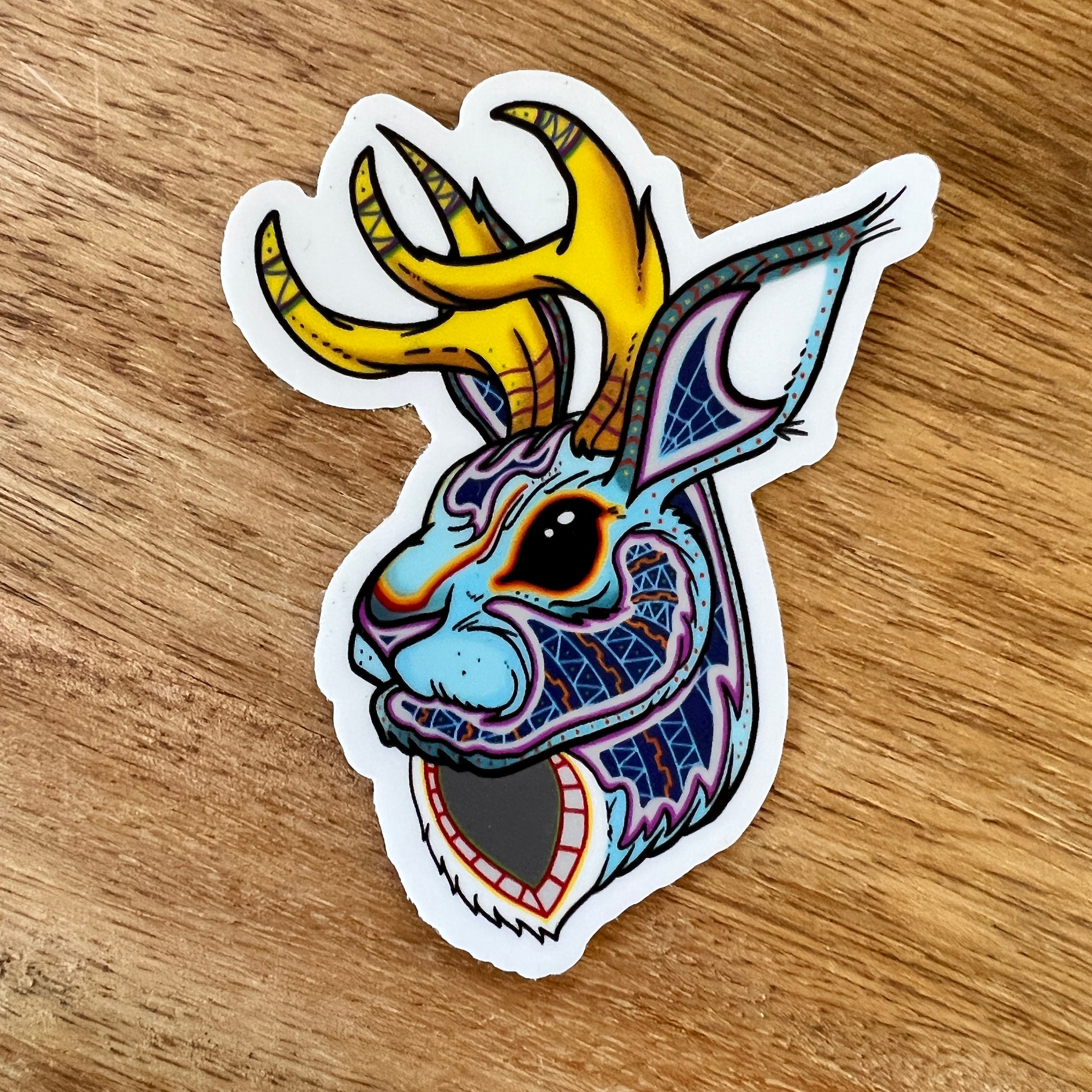 Jackalope Sticker, Huichol Jackalope, Cryptid Sticker, Rabbit Sticker ...