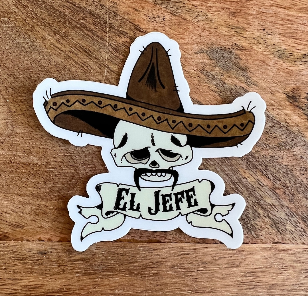 El Jefe Skull Sticker, Calavera Sticker, Day of the Dead Sticker, Dia ...