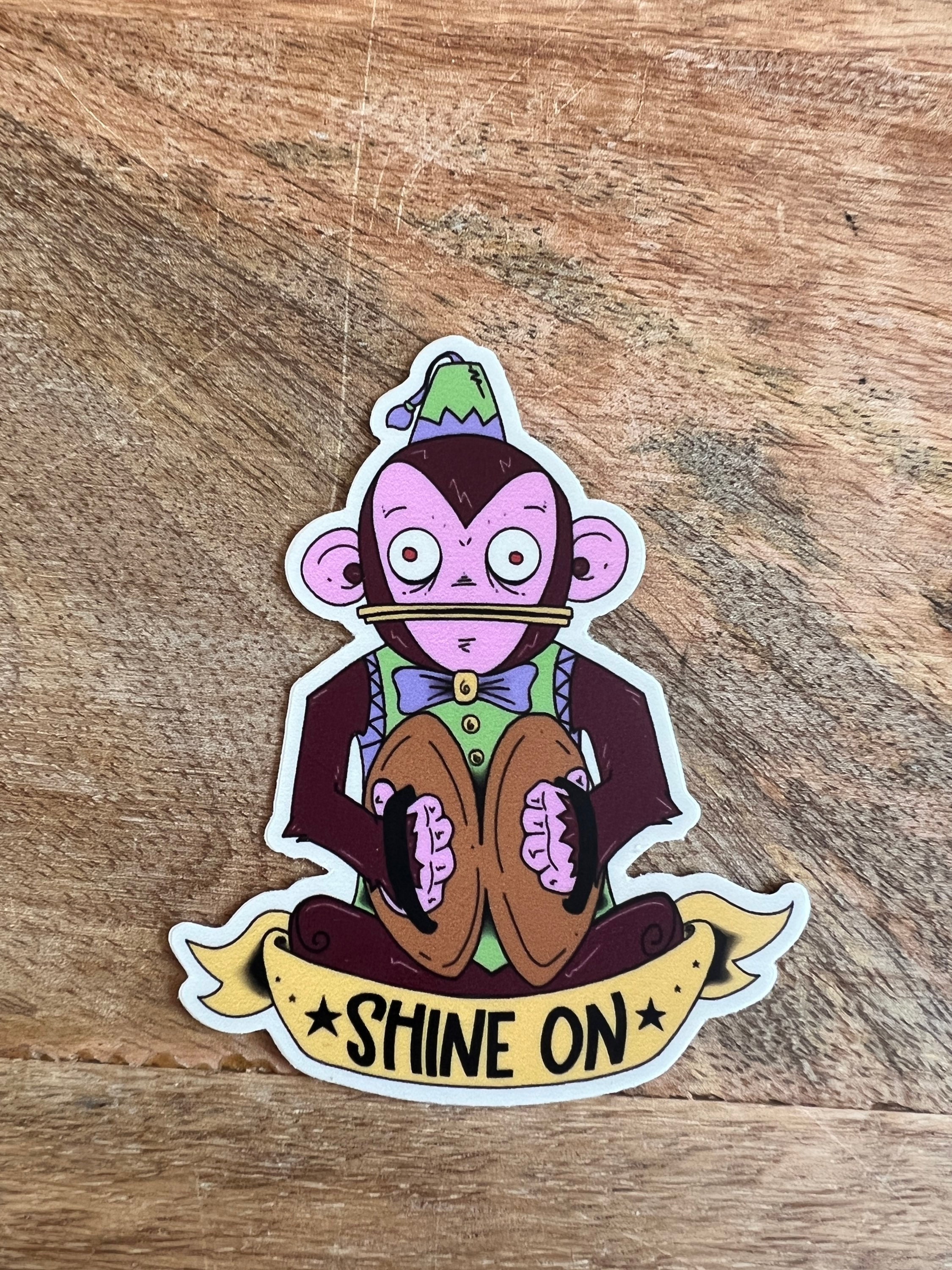 Monkey Sticker, Organ Grinder Monkey Sticker, Shine on Sticker, Funny ...