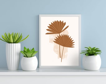 Boho Botanical Wall Art, Colorful Wall Art, Mid Century Modern Poster ...