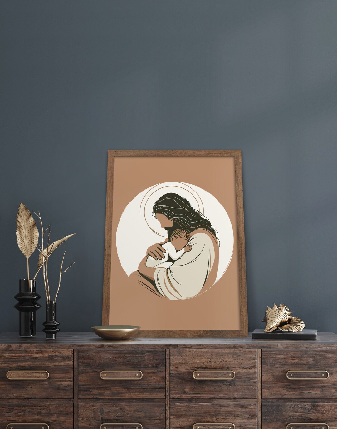 Christ With Baby Catholic Baby Gift, Jesus Holding Baby Jesus Nursery ...