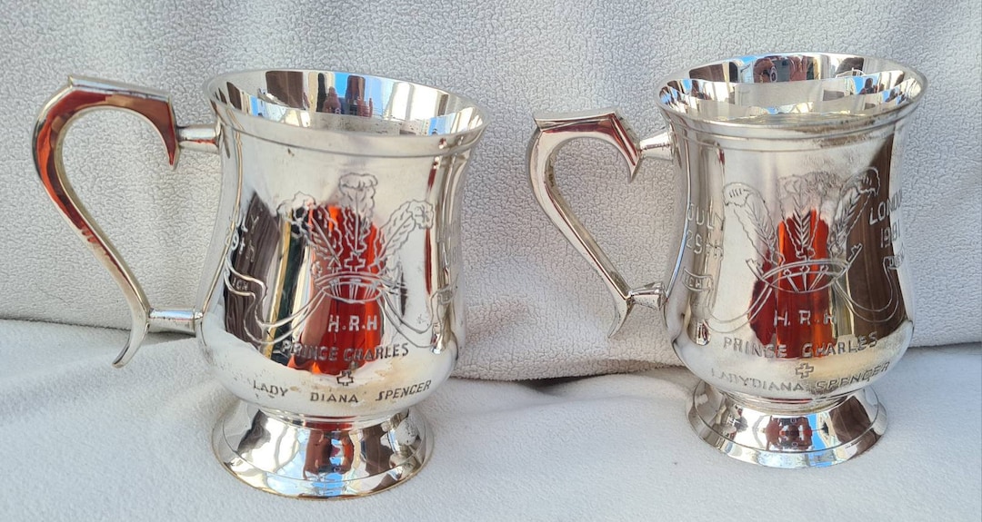 Antique Silver Plated Royal Wedding Tankards 1981 - Etsy