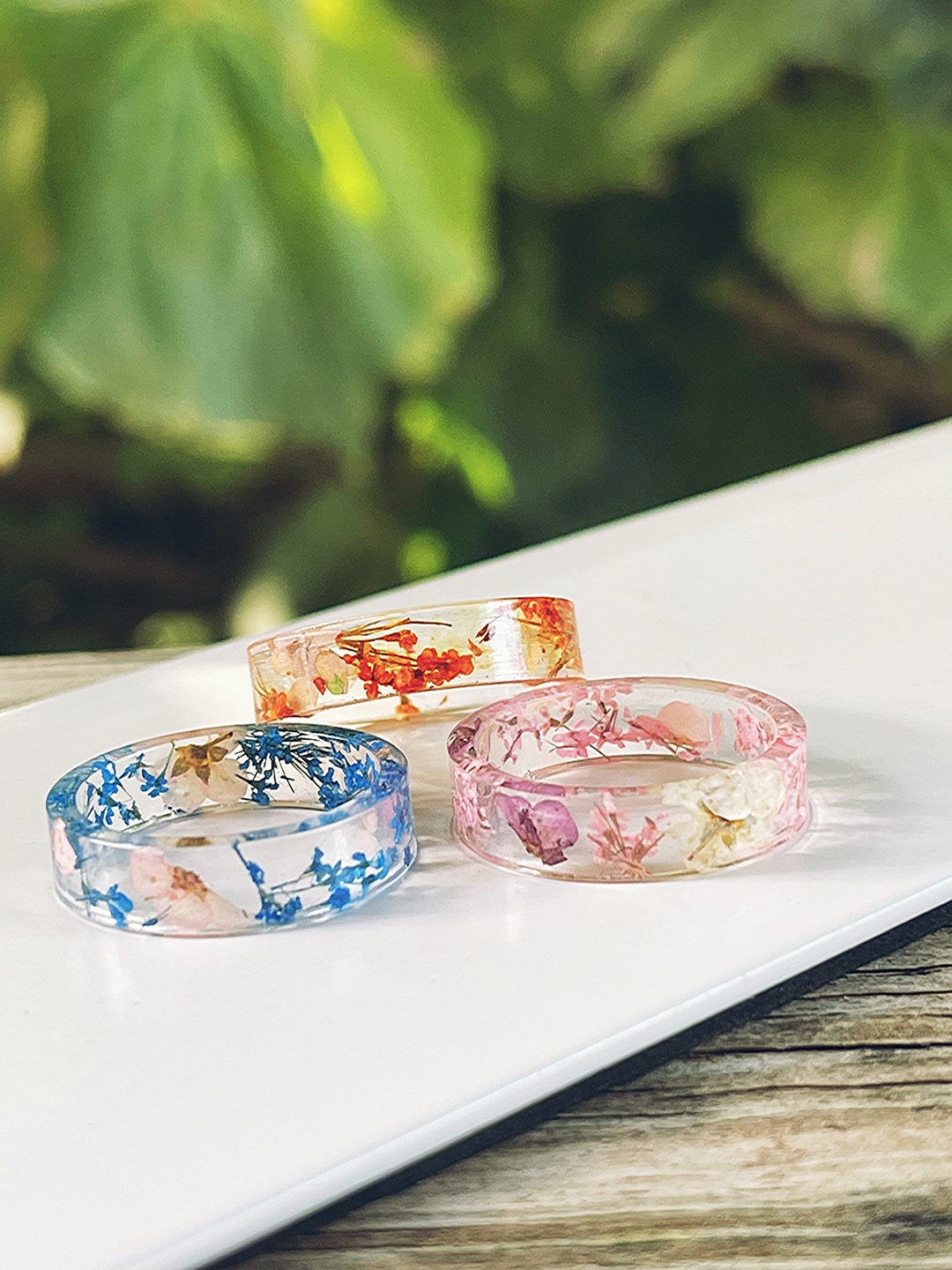Handmade Resin Dried Flower Rings With Flower Petal Add On - Etsy