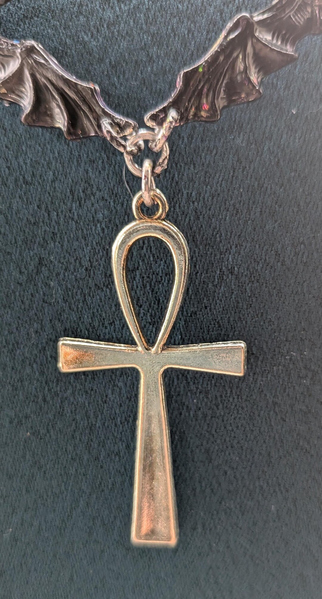 Hand Beaded Enameled Trad Goth Bat Ankh Necklace. - Etsy