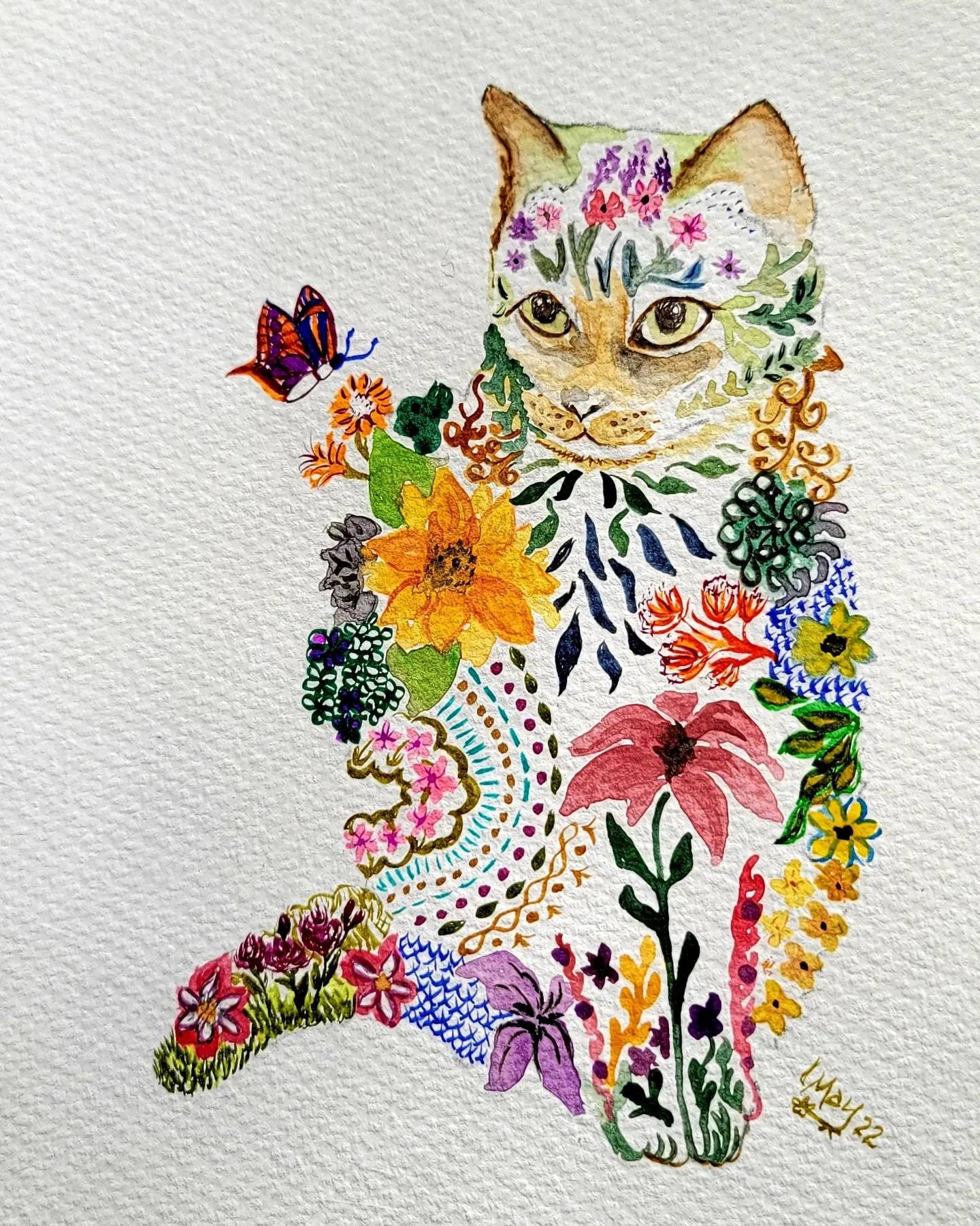 Sitting Pretty Watercolor Cat Print, Wall Art, Original - Etsy