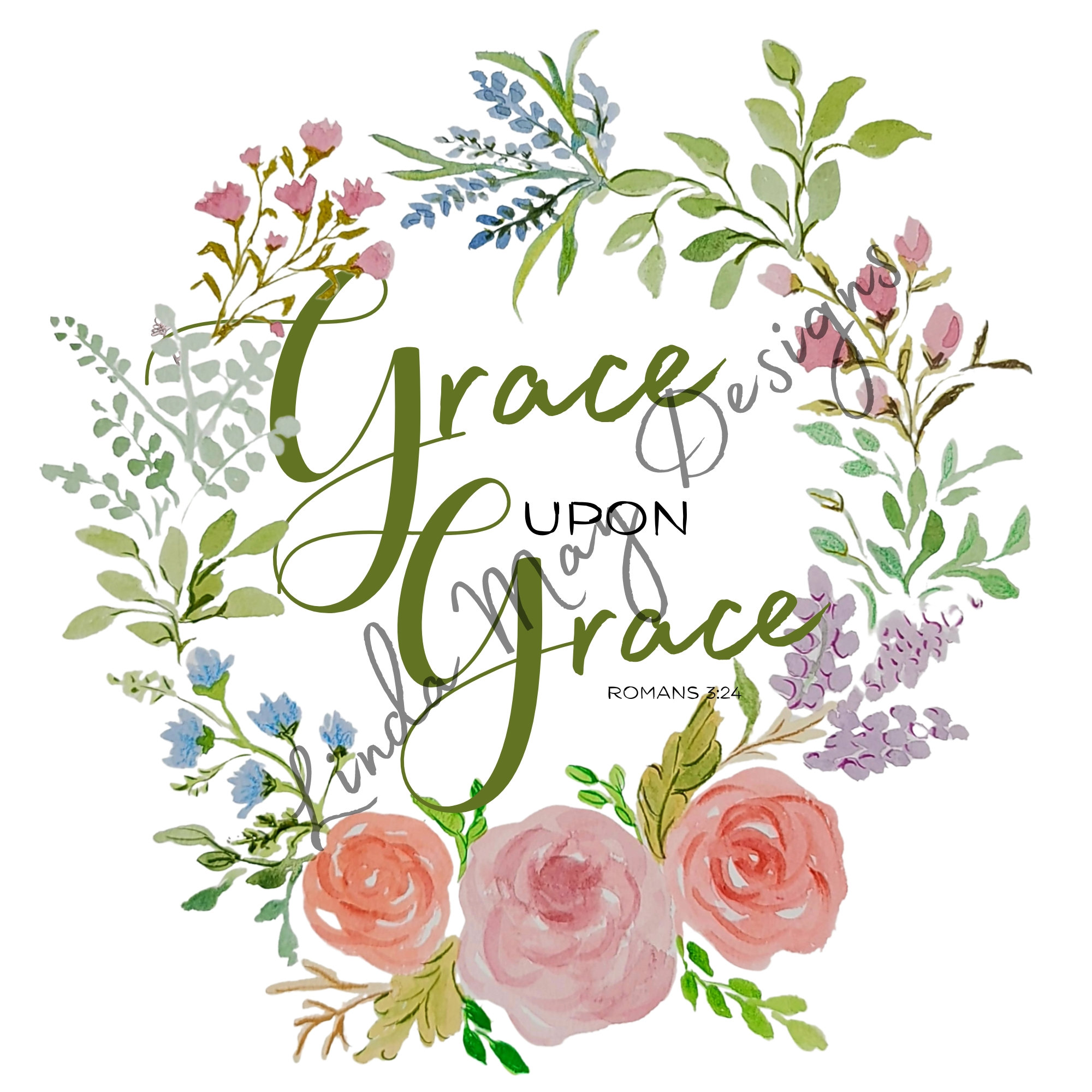 Grace Upon Grace Watercolor Print Digital Download, T-shirt, Sweatshirt ...