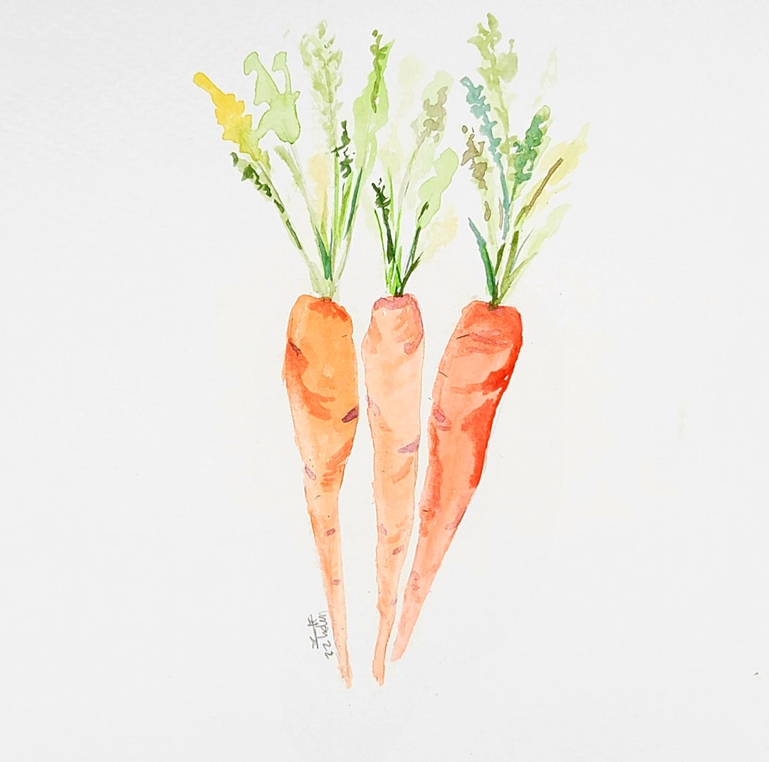 Trio of Carrots, Watercolor Painting Wall Art - Etsy