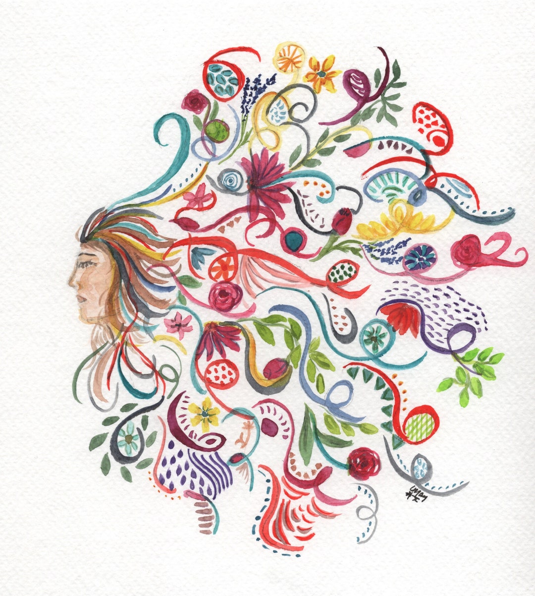 Hair Color Headress Watercolor Painting - Etsy