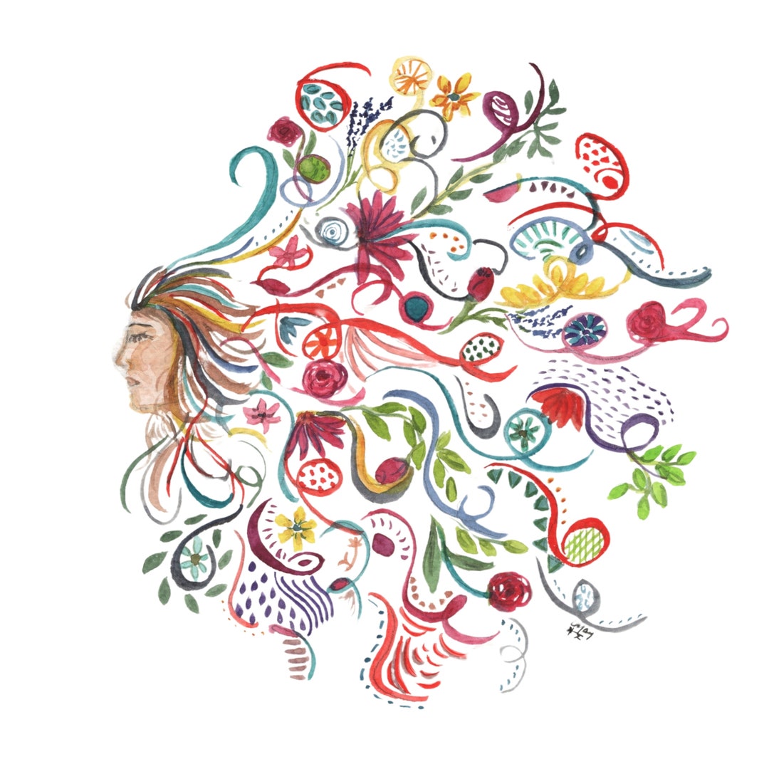 Hair Color Headdress Digital Watercolor Art Download - Etsy