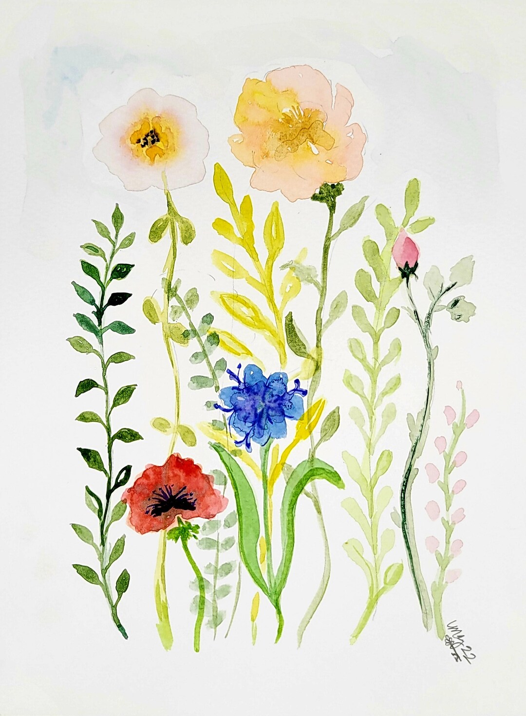 Spring Flowers Watercolor Print Wall Art - Etsy