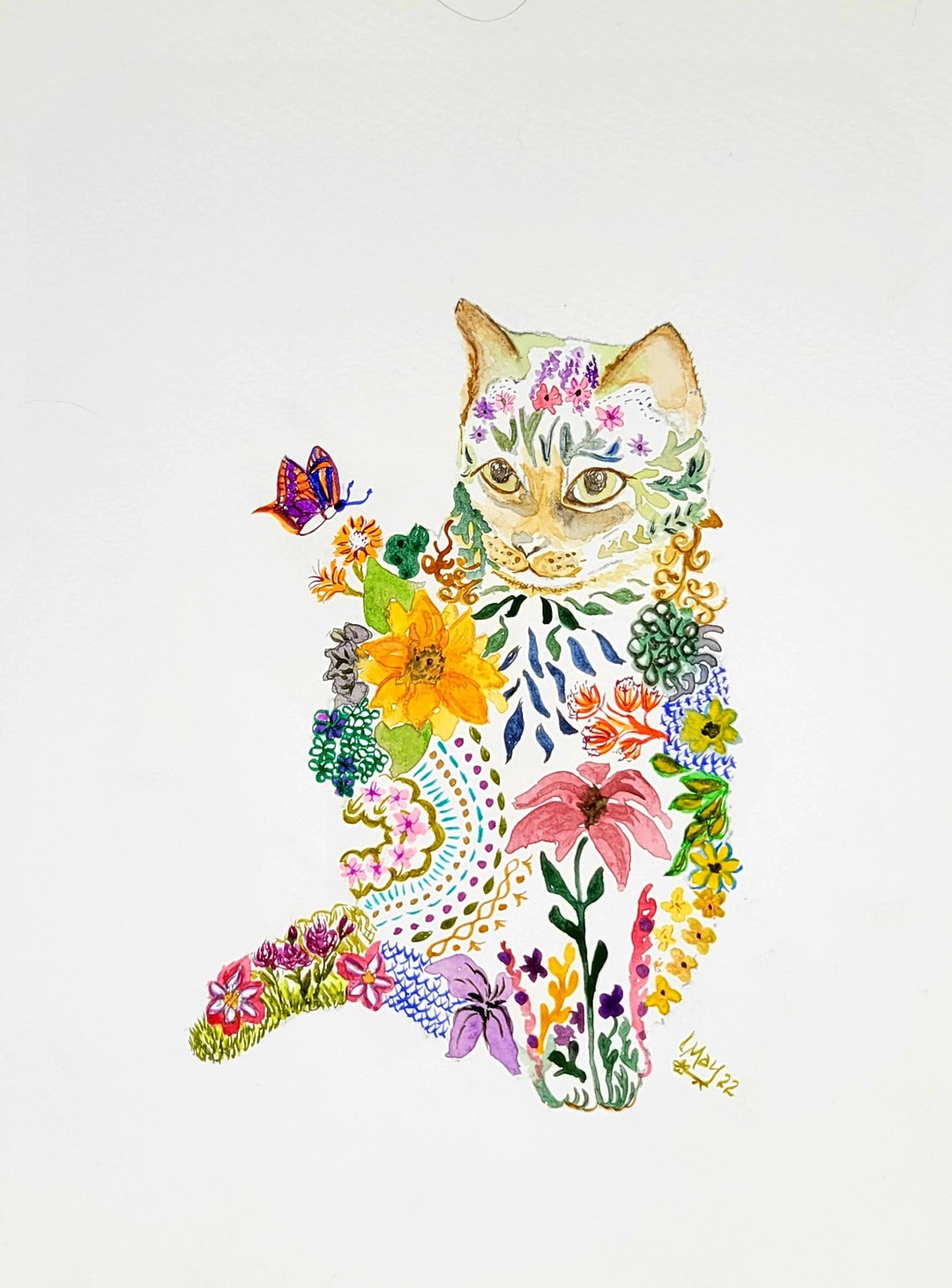 Sitting Pretty Watercolor Cat Print, Wall Art, Original - Etsy