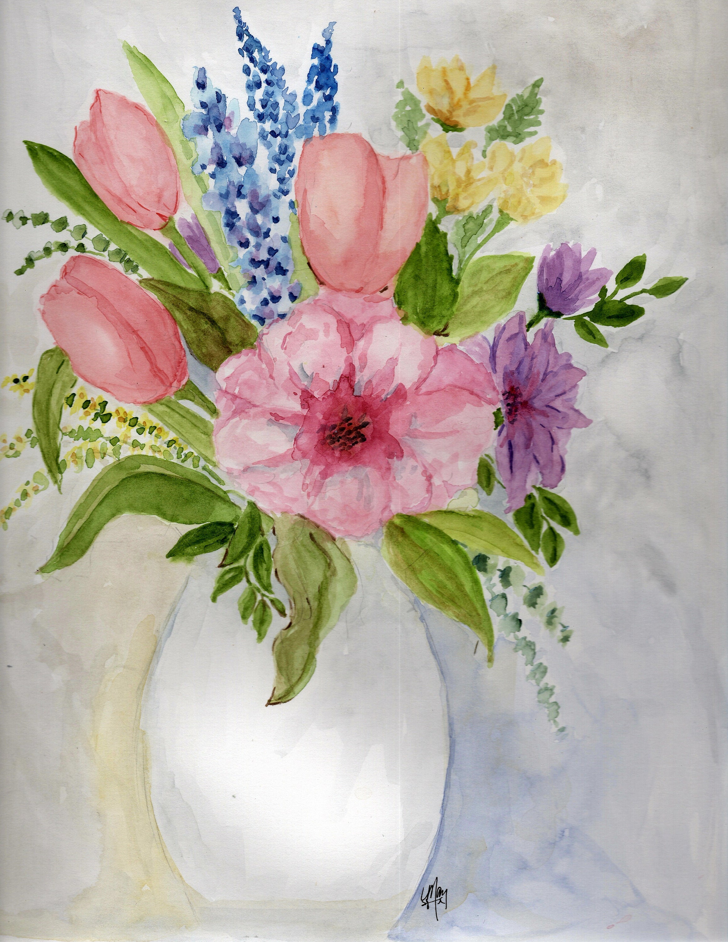 Spring Floral Bouquet Watercolor Print - Etsy